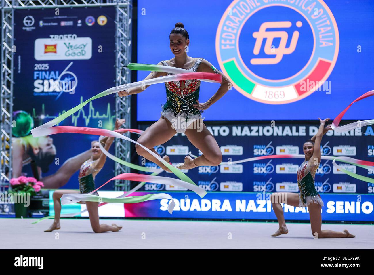 Turin, Italien. 17th May, 2025. Italy group team seen during Rhythmic ...