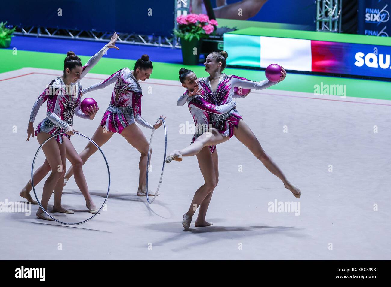 Turin, Italien. 17th May, 2025. Italy group team seen during Rhythmic ...