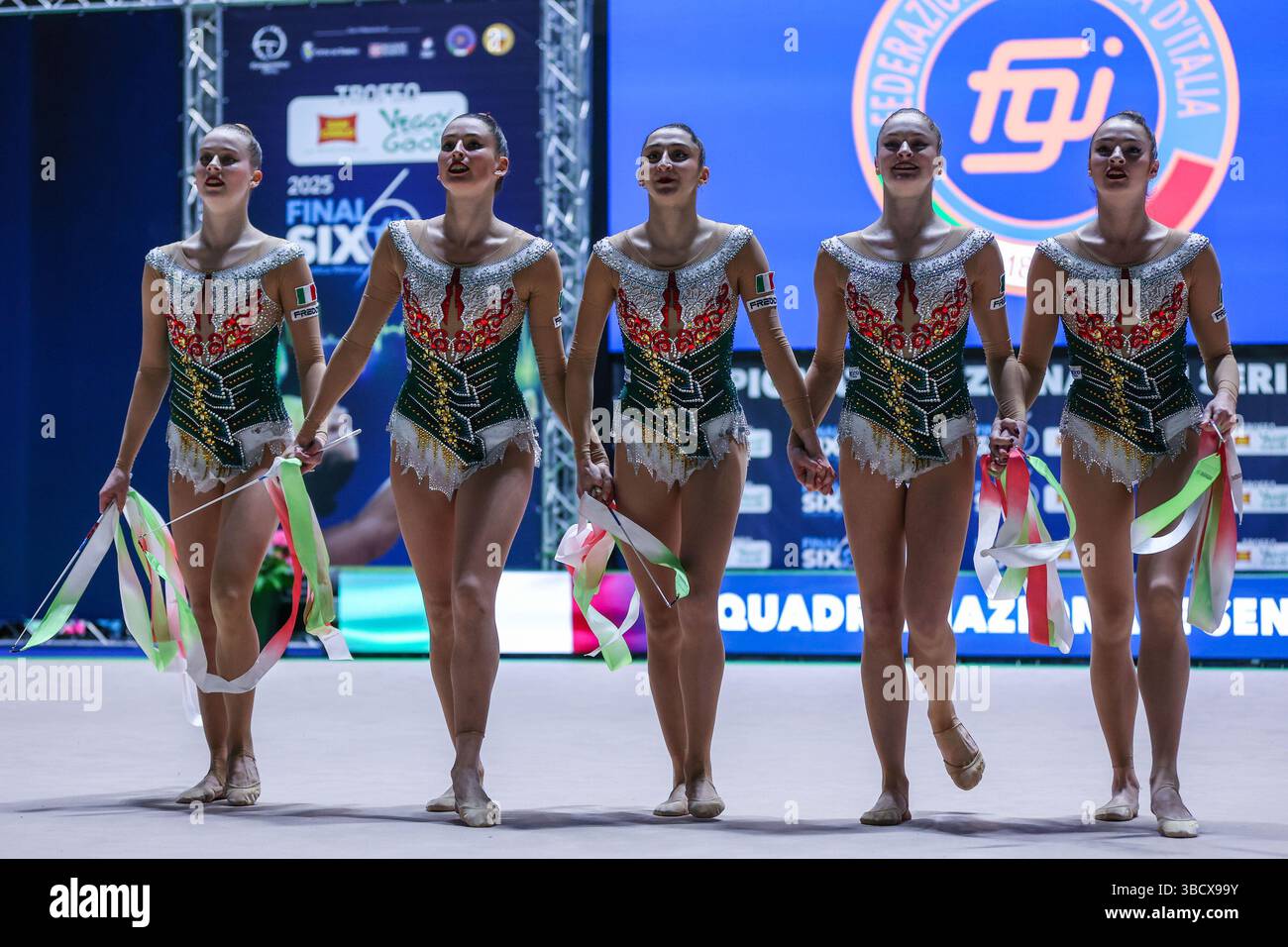 Turin, Italien. 17th May, 2025. Italy group team seen during Rhythmic ...