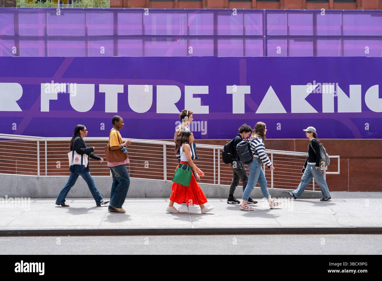 New York University students walking on the city campus in the ...