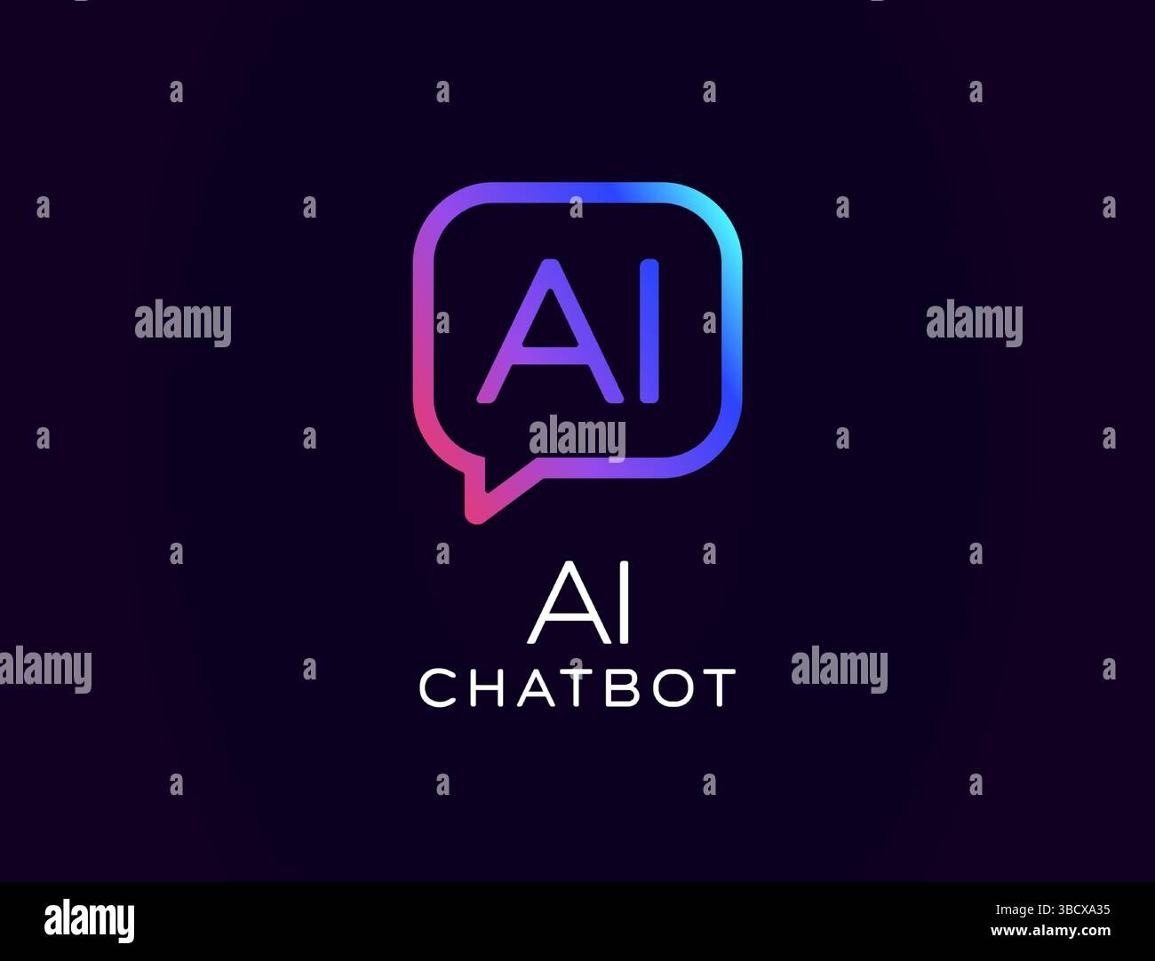 AI chatbot logo with speech bubble icon, futuristic digital assistant ...