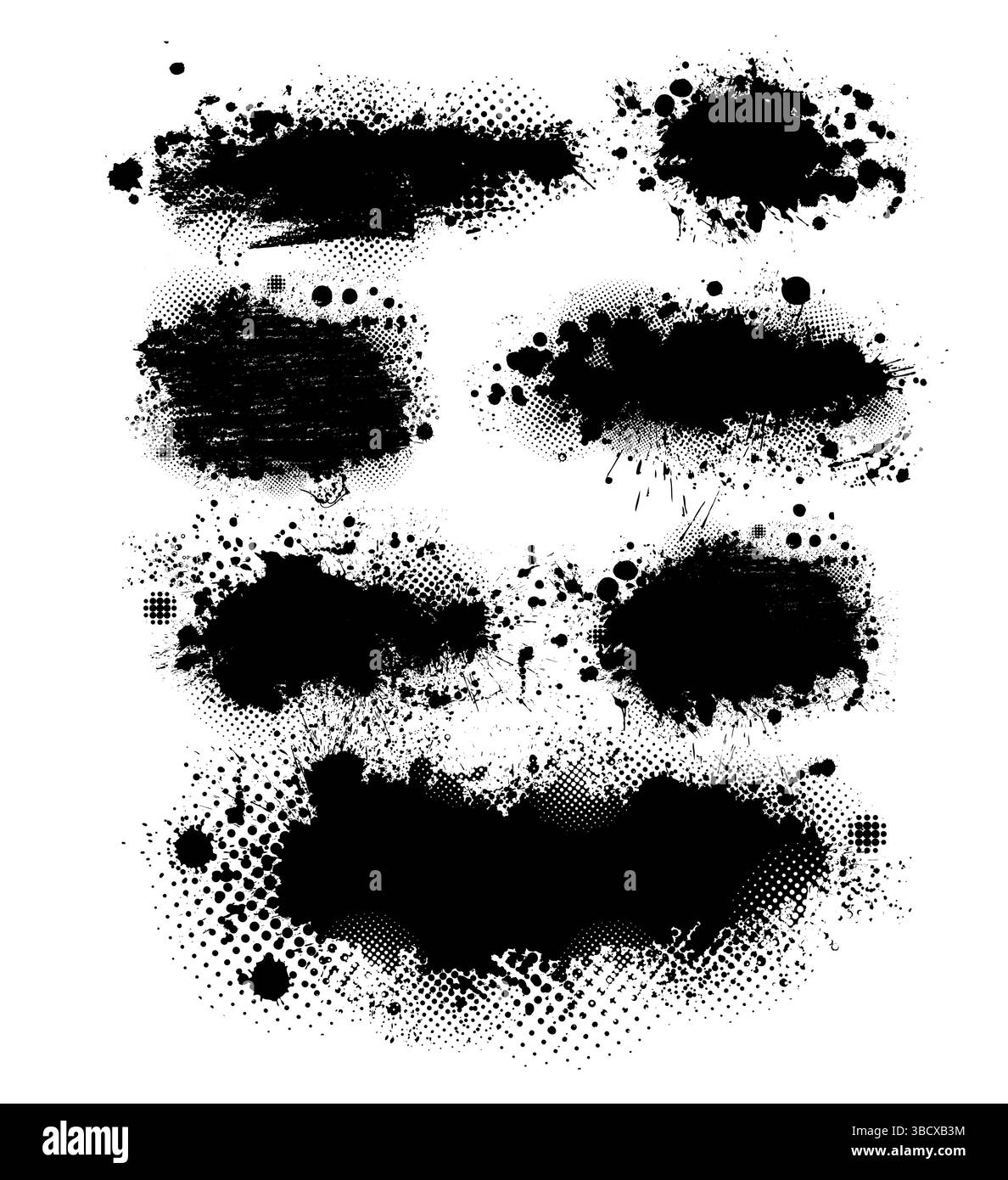 Set of blots. Splatter Paint Texture . Black Spray Blot of Ink. Place ...