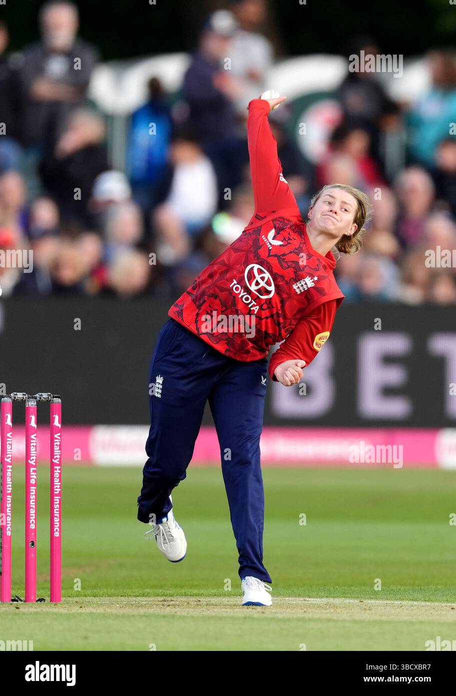 England's Charlie Dean bowling during the first International T20 at ...