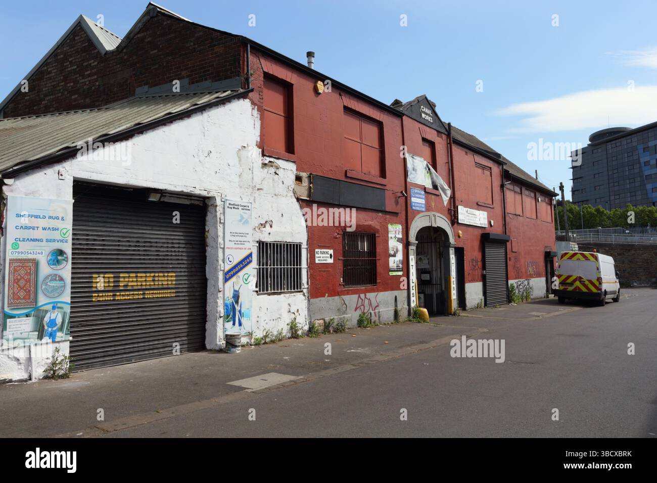 Old industrial factory building now a car repair workshop inner city ...