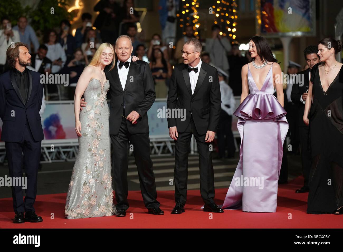 Anders Danielsen Lie, from left, Elle Fanning, Stellan Skarsgard ...