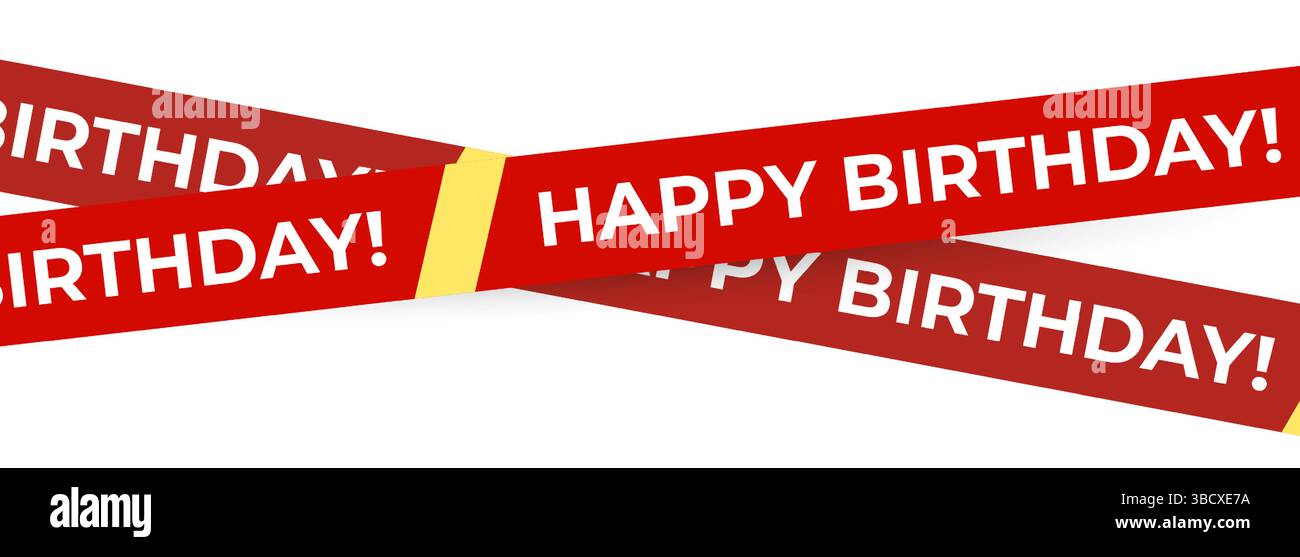 Birthday tape with red diagonal ribbons, bold Happy Birthday text ...