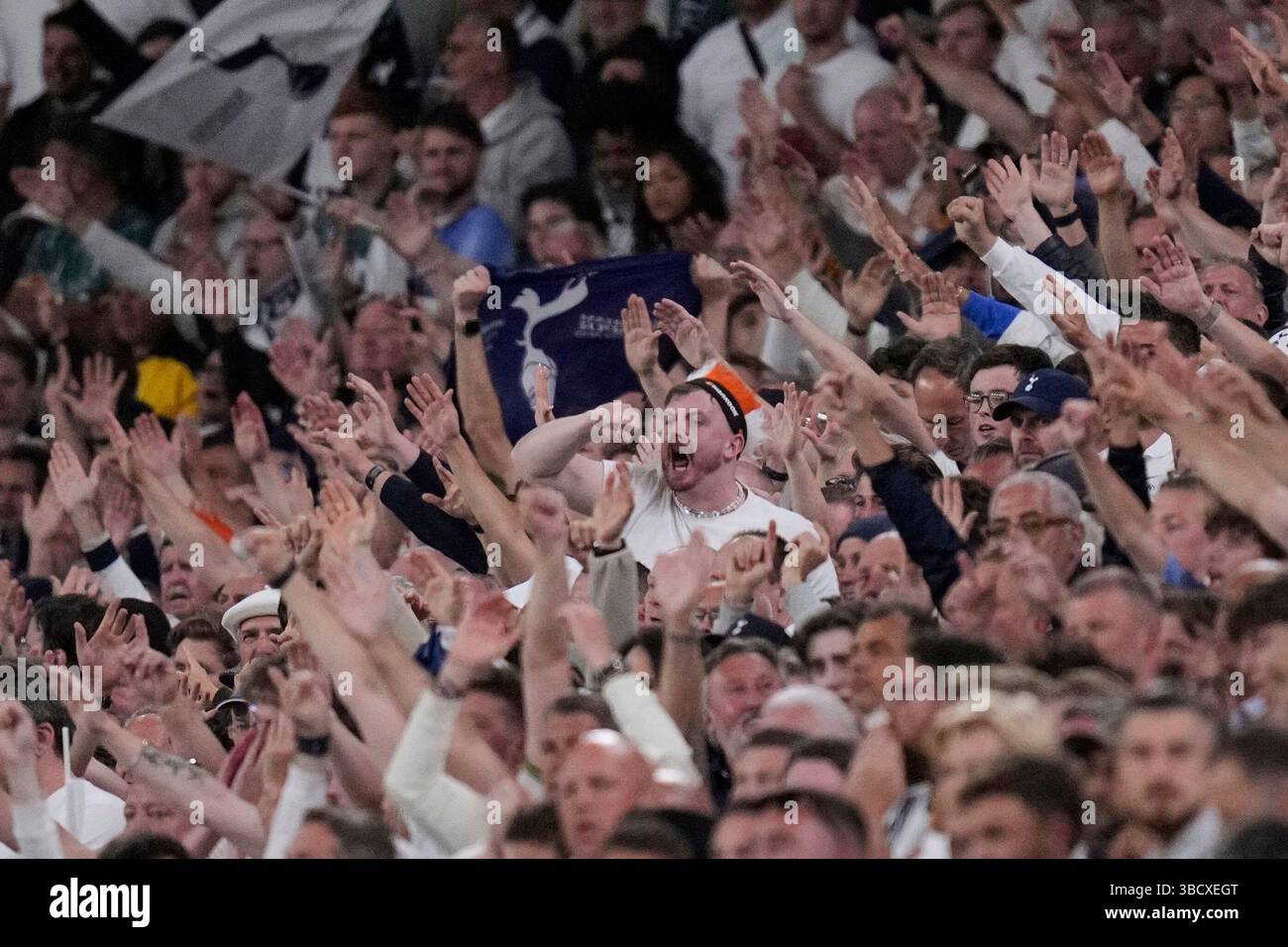 Tottenham Hotspur fans cheer during the Europa League final soccer ...