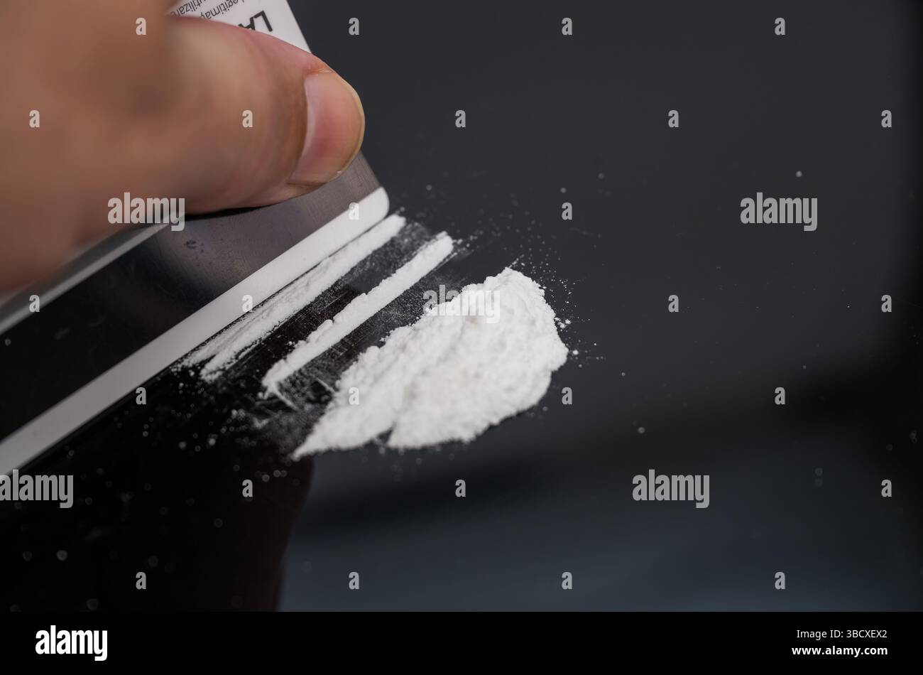 Cocaine Lines, Narcotics addiction, drugs cut with Credit Card Stock ...