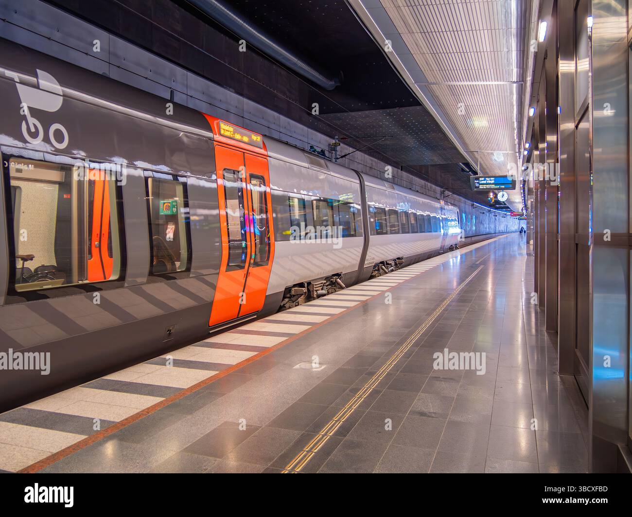 Malmo, Sweden - March 9th 2025: A modern train at a sleek underground ...