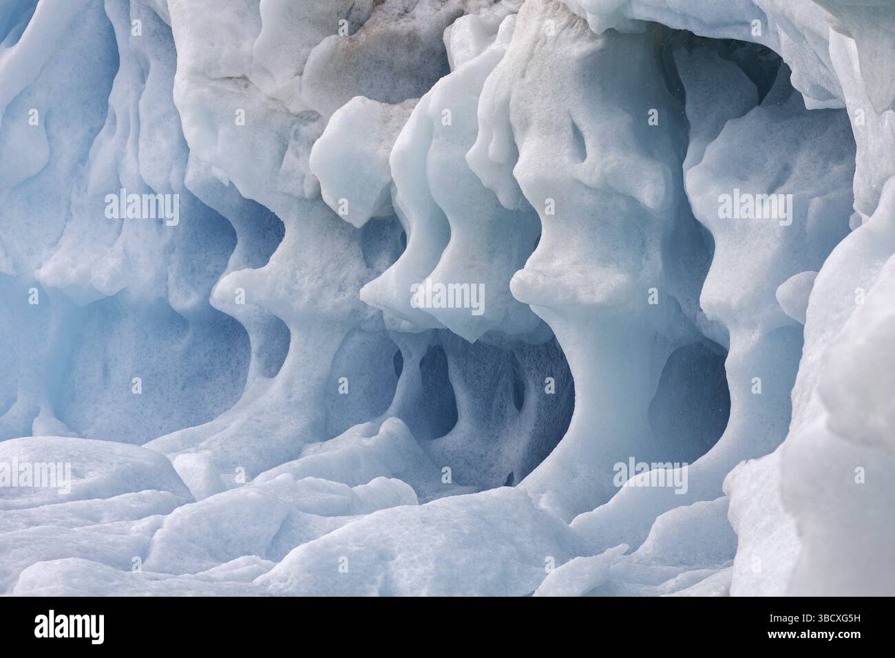 Ice structure of melting iceberg in the Arctic Ocean, Svalbard ...