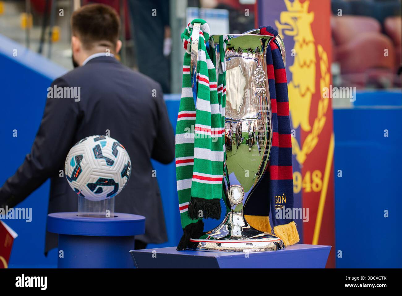 A view of the trophy during the Polish Cup final 2025 match between ...