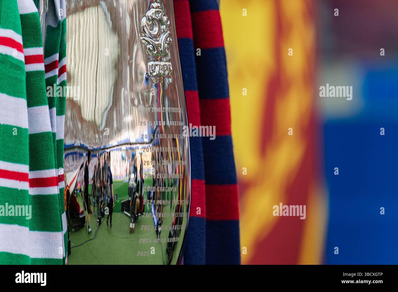 A view of the trophy during the Polish Cup final 2025 match between ...