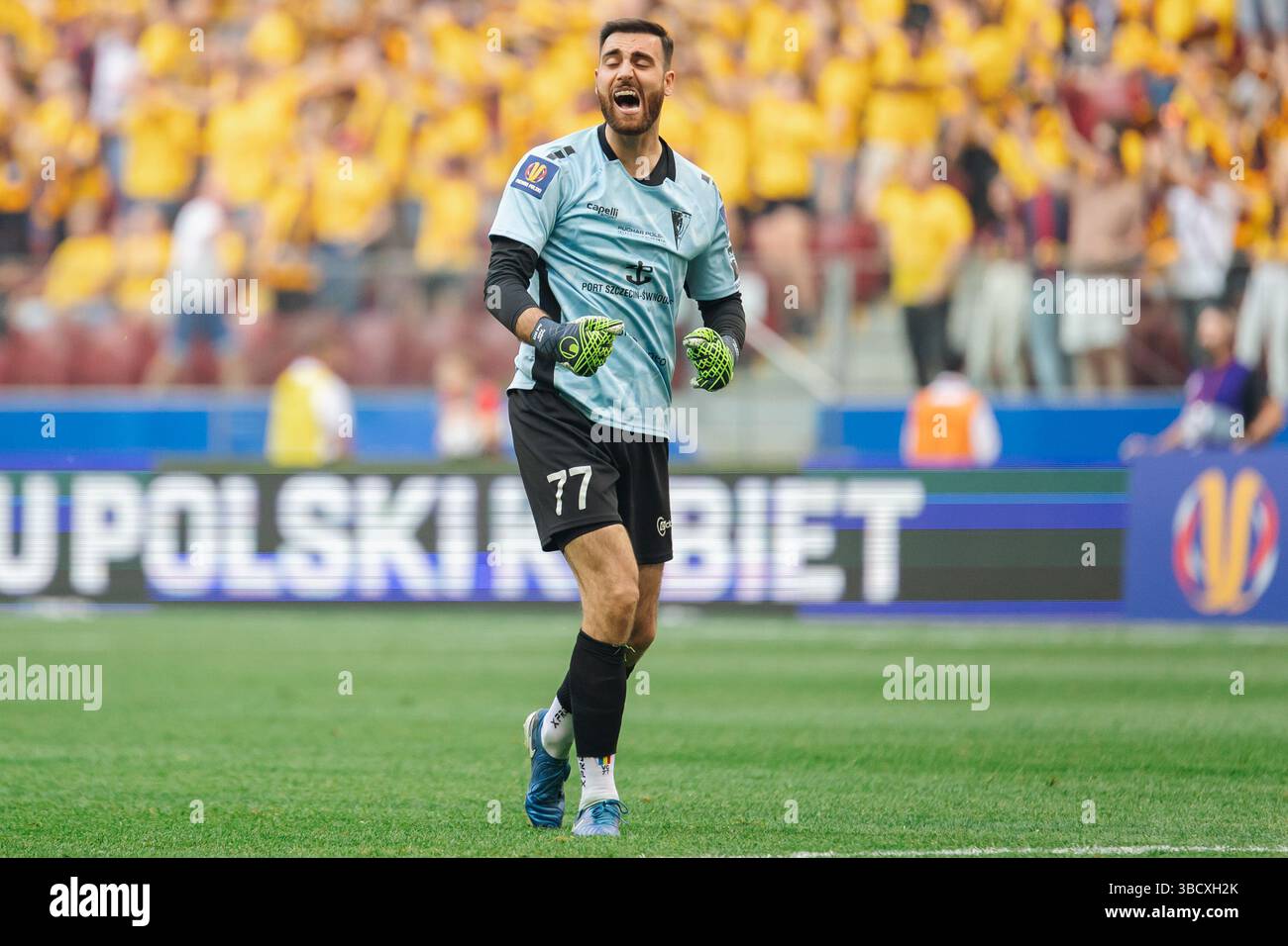 Valentin Cojocaru of Pogon celebrates a goal during the Polish Cup ...