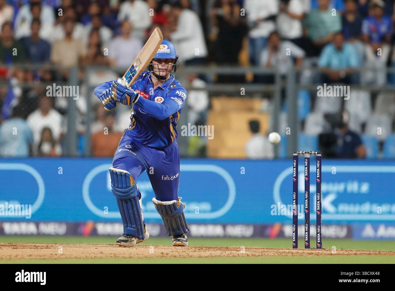 Mumbai, India. 21st May, 2025. MUMBAI, INDIA - MAY 21: Ryan Rickelton of Mumbai Indians plays a ...