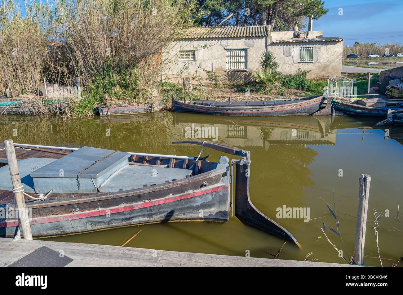Traditional boats used by fishermen in the Albufera Natural Park ...