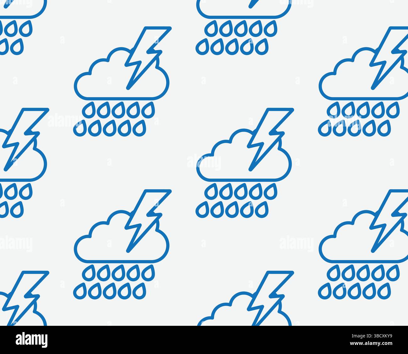 Pattern of thunderstorm clouds icons. Hand drawn, vector illustration ...