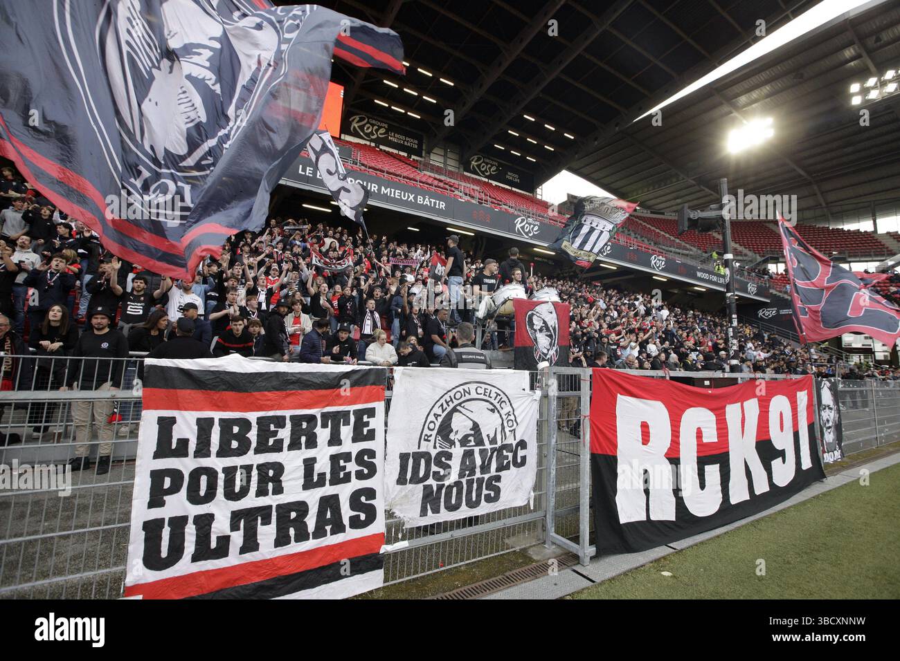 Rennes, France. 21st May, 2025. Supporters of Stade Rennais during the ...