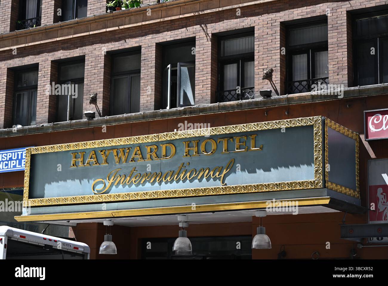 LOS ANGELES, CALIFORNIA - 19 MAY 2025: Hotel Hayward, built in 1905 ...