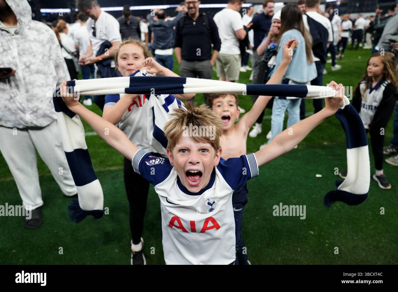Tottenham Hotspur fan celebrates after winning the UEFA Europa League ...