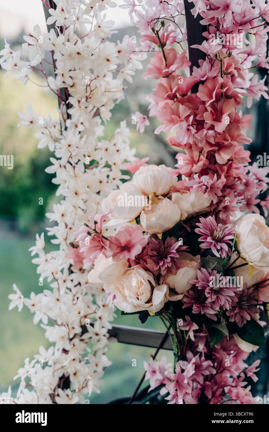 Backdrop colorful artificial flowers hi-res stock photography and ...