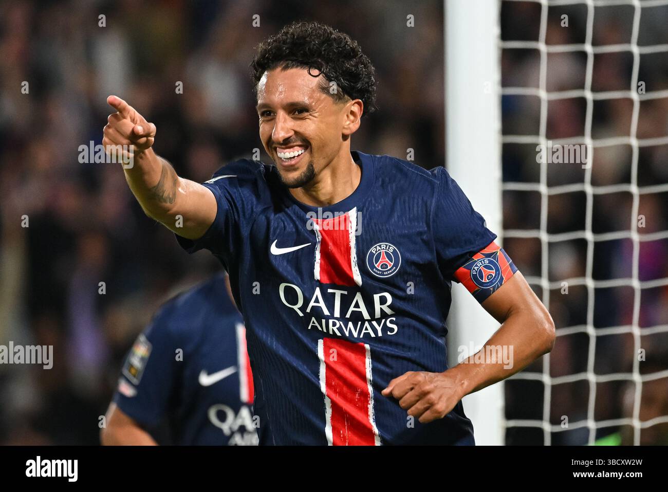 Paris, France. 17th May, 2025. PSG captain Marquinhos during the Ligue ...