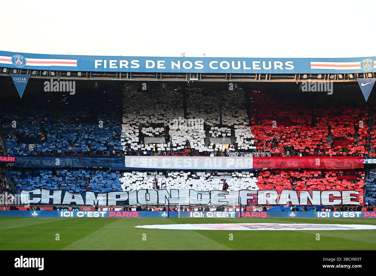 Paris, France. 17th May, 2025. The CUP ultras display a tifo during the ...