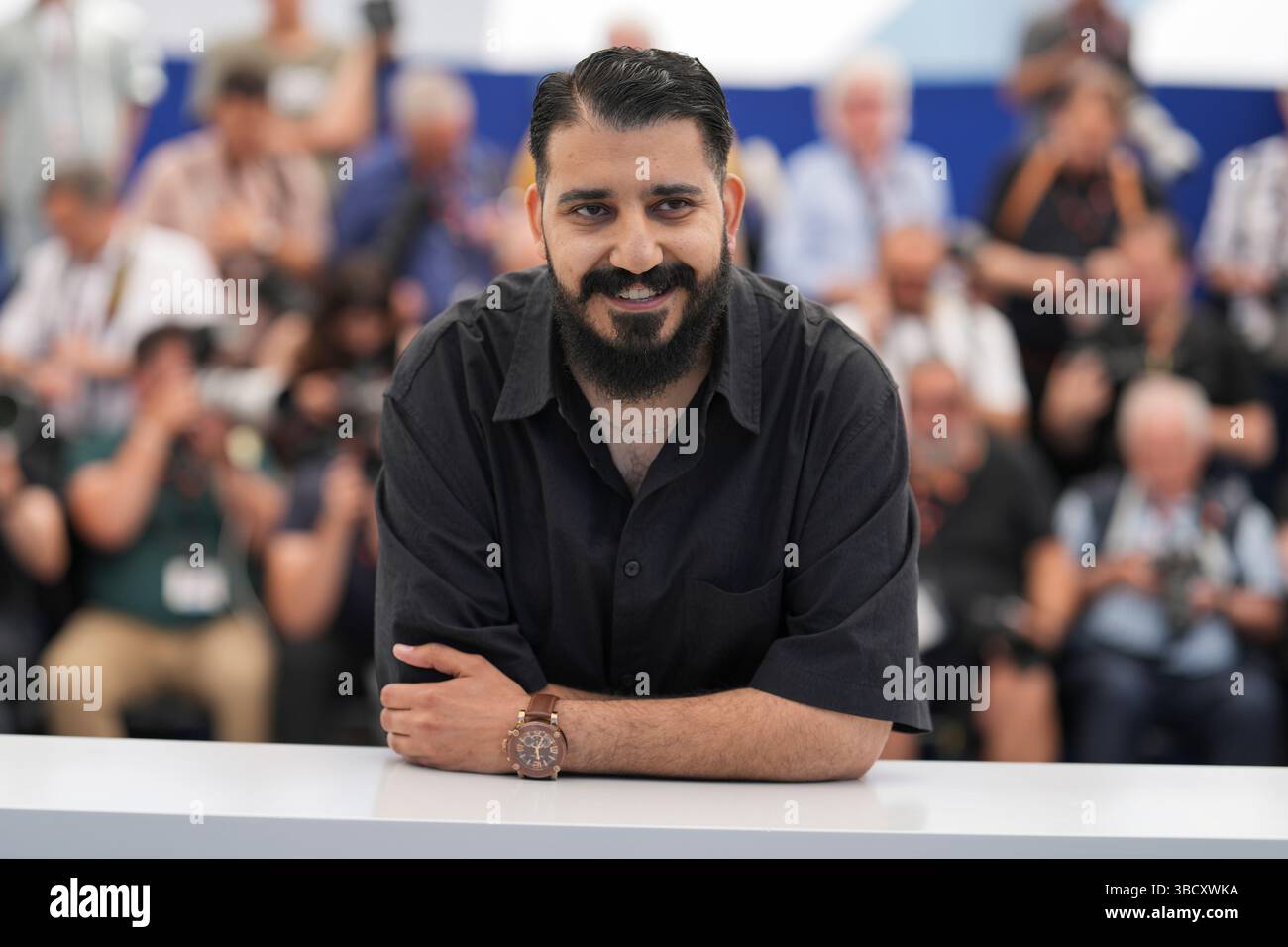 Director Morad Mostafa poses for photographers at the photo call for the film 'Aisha Can't Fly ...