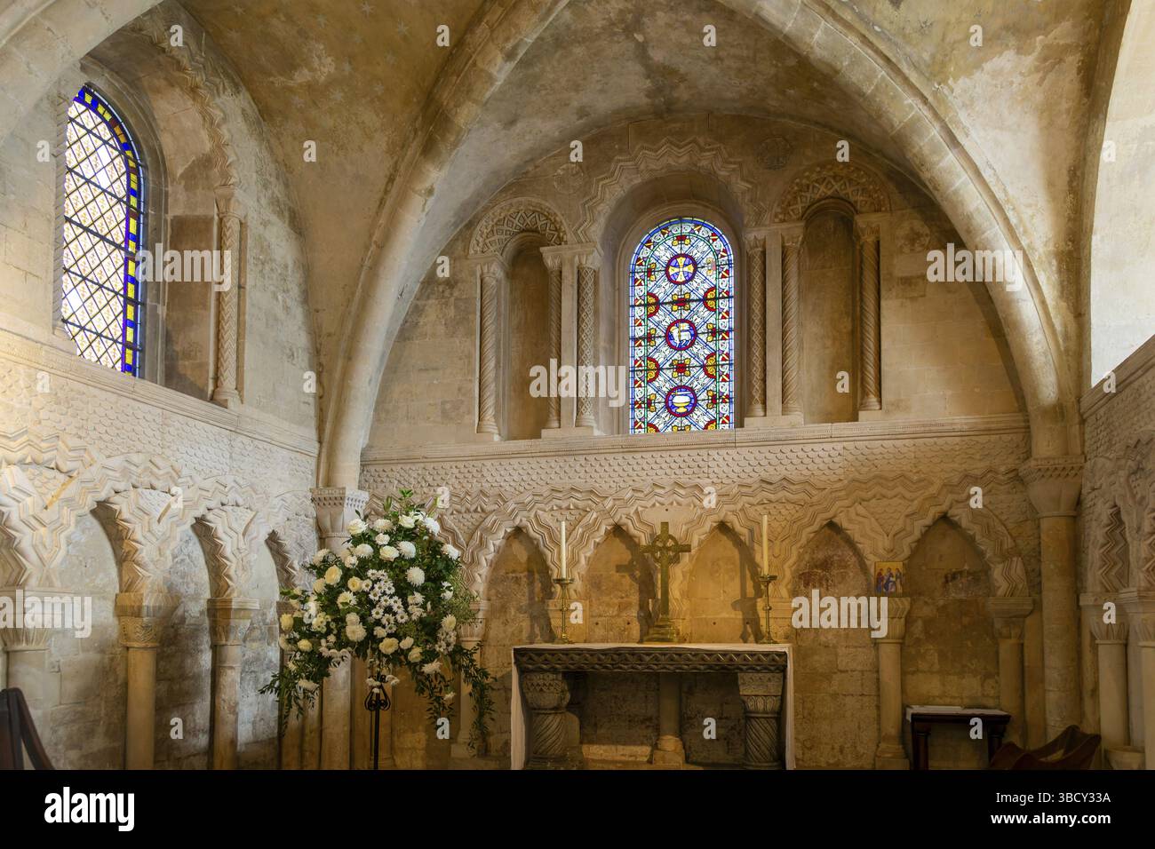 Norman sanctuary architecture inside church of Saint John the Baptist ...