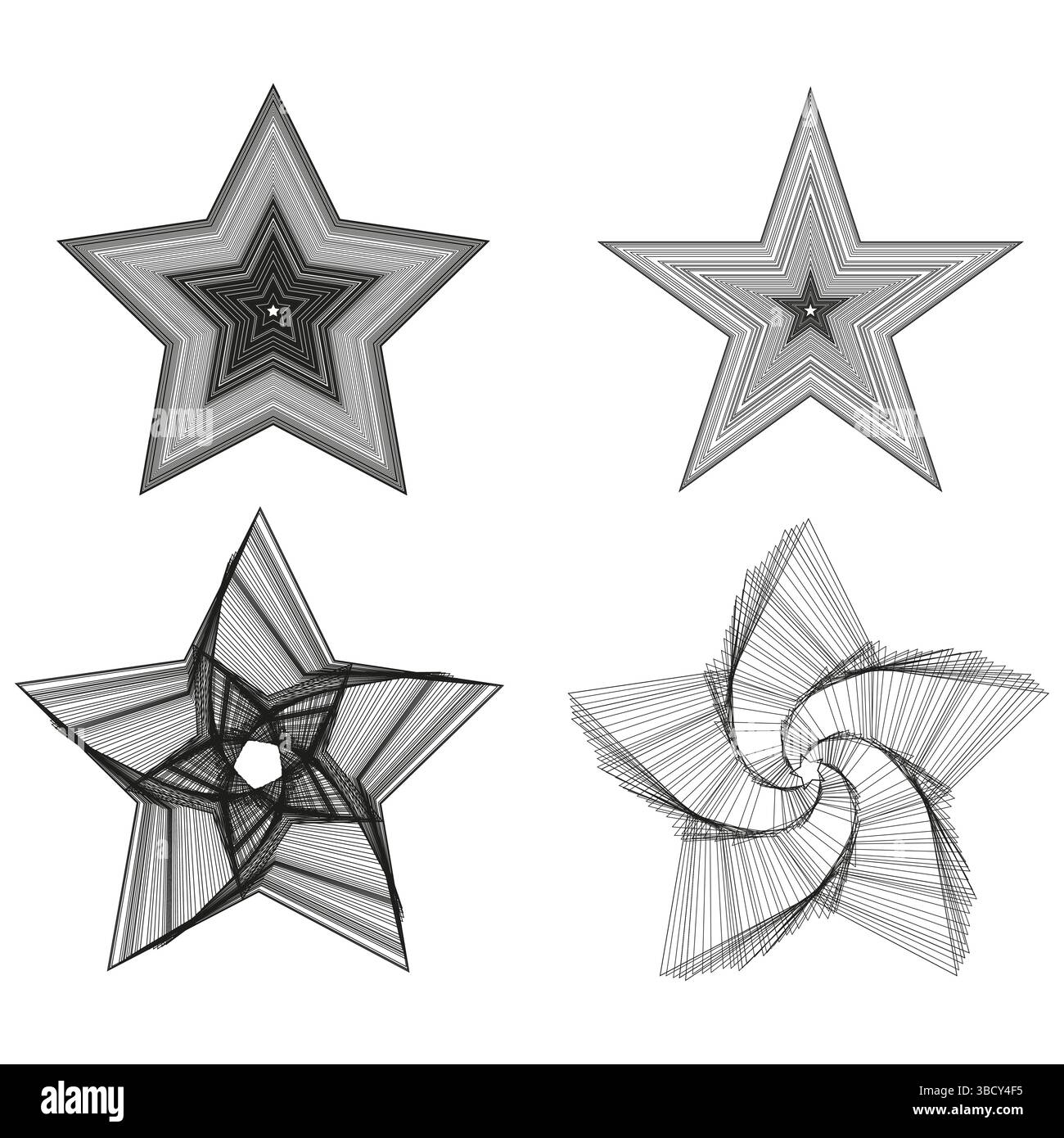 Star contour shape. Spiral star form. Abstract black symbol. Vector ...