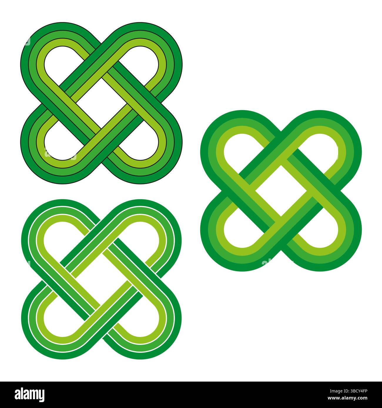 Looped knot icon. Celtic vector shape. Decorative green symbol. Intertwined figure graphic Stock ...