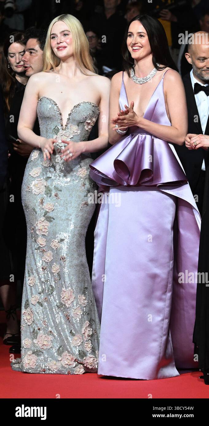 Cannes, France. 21st May, 2025. American actress Elle Fanning and Norwegian actress Renate ...