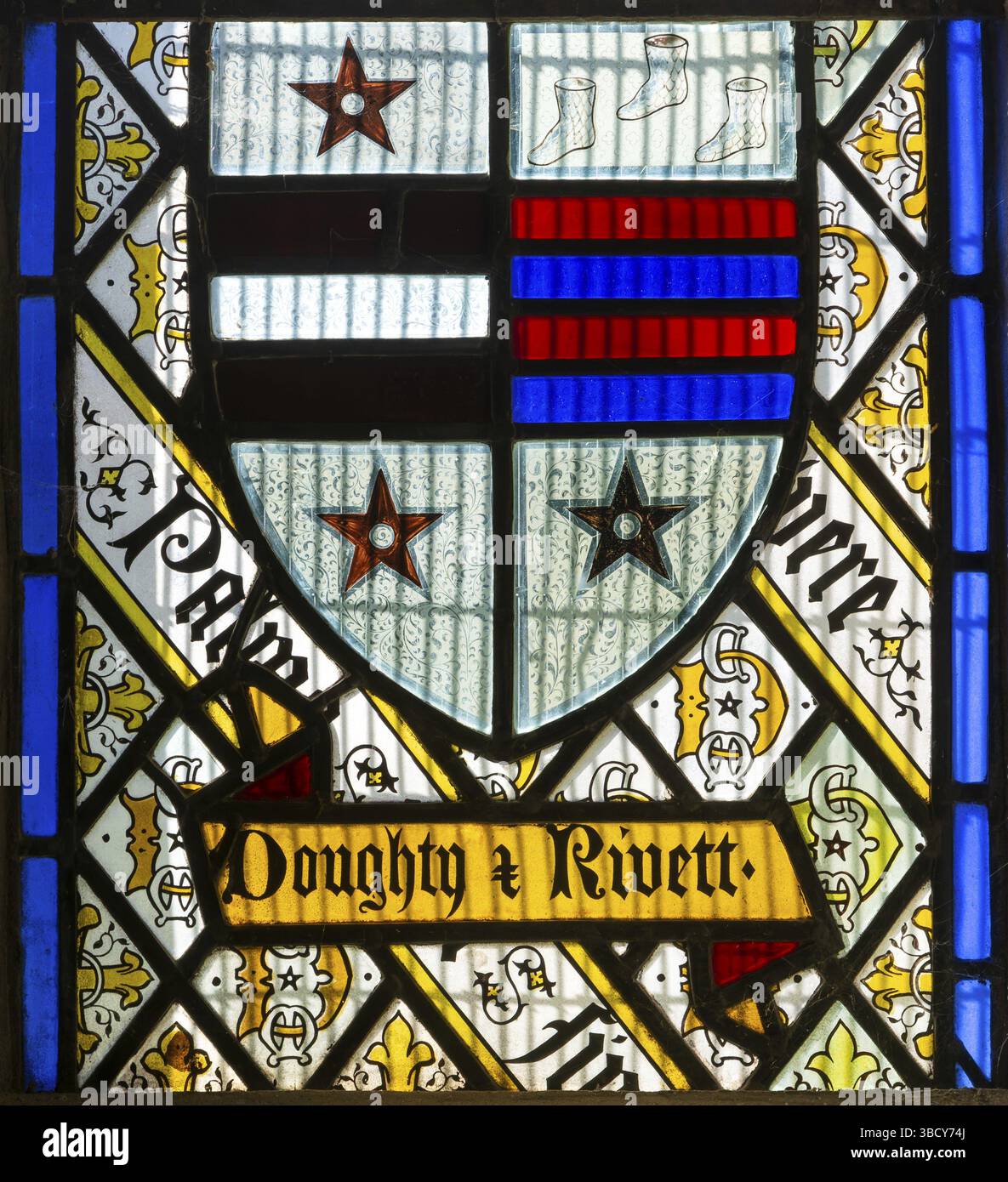 Stained glass window Doughty family crest by Thomas Willement c 1843 ...