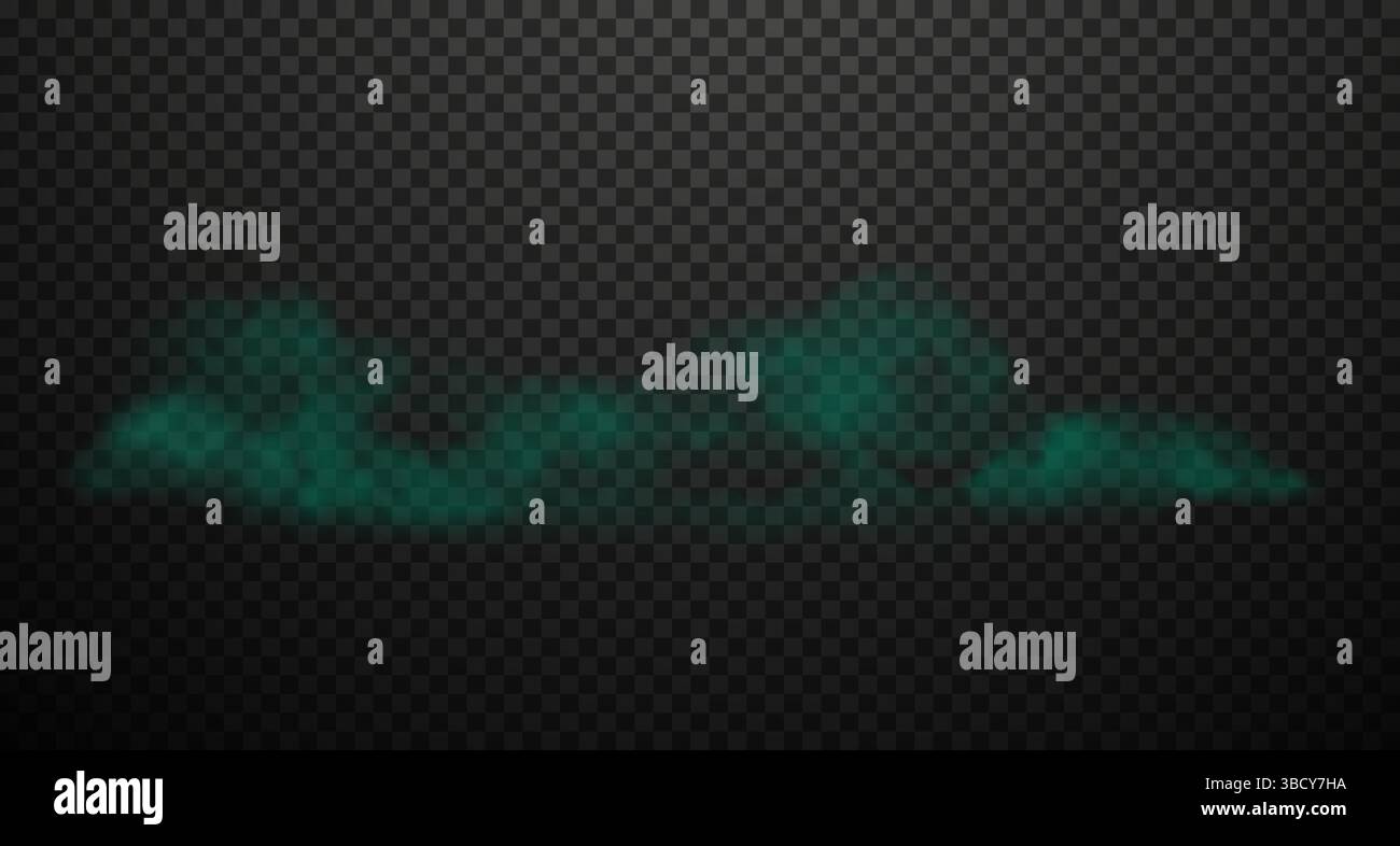 Realistic translucent toxic green smell, smoke, steam clouds. Vector ...