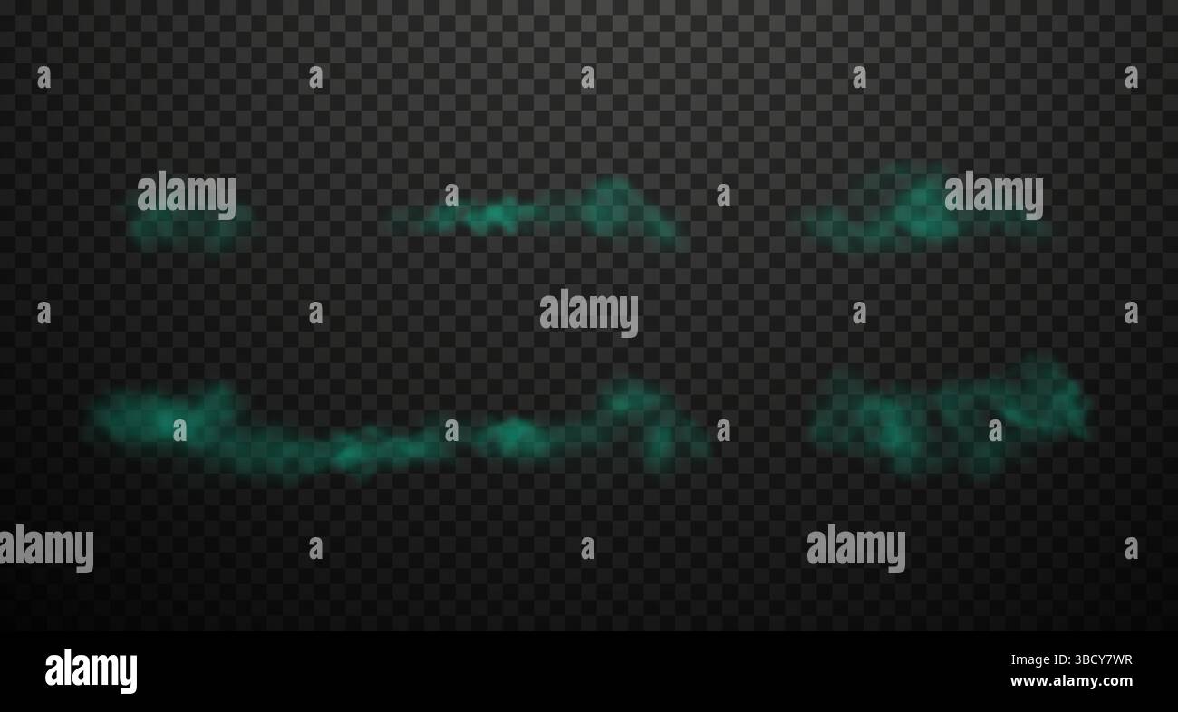 Set of toxic green smell, fog. Vector illustration Stock Vector Image ...