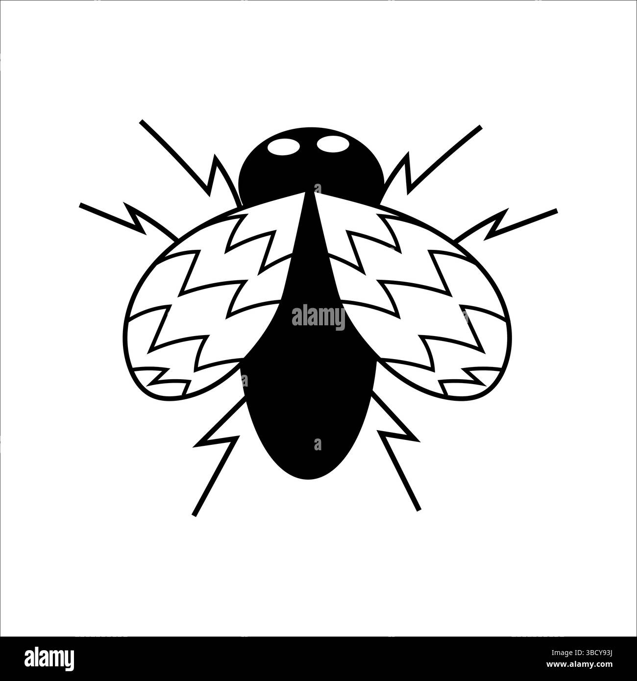 Fly icon illustration. Zigzag wing pattern. Electric shock lines ...