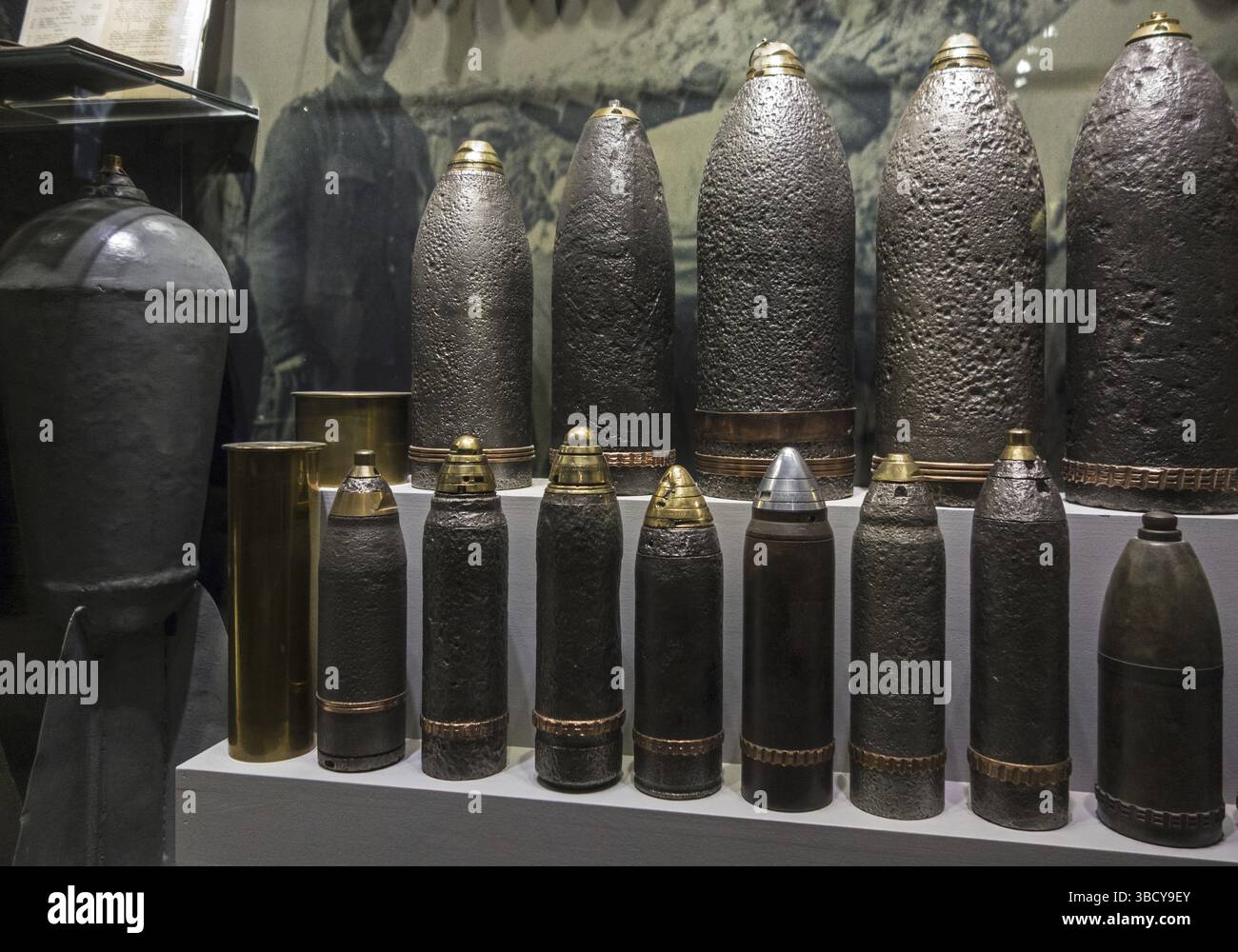 First World War One artillery ammunition in the Memorial Museum ...