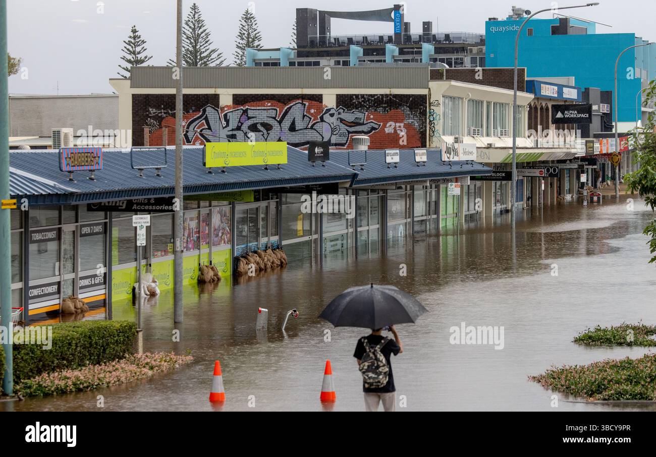 Port Macquarie, Australia. 22nd May, 2025. Flooding is seen around ...