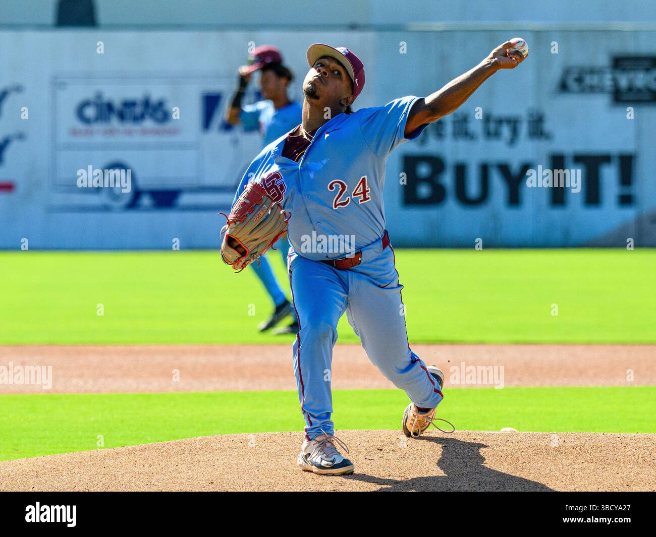 May 21, 2025: Starting BCU pitcher Edwin Sanchez (24) during SWAC ...