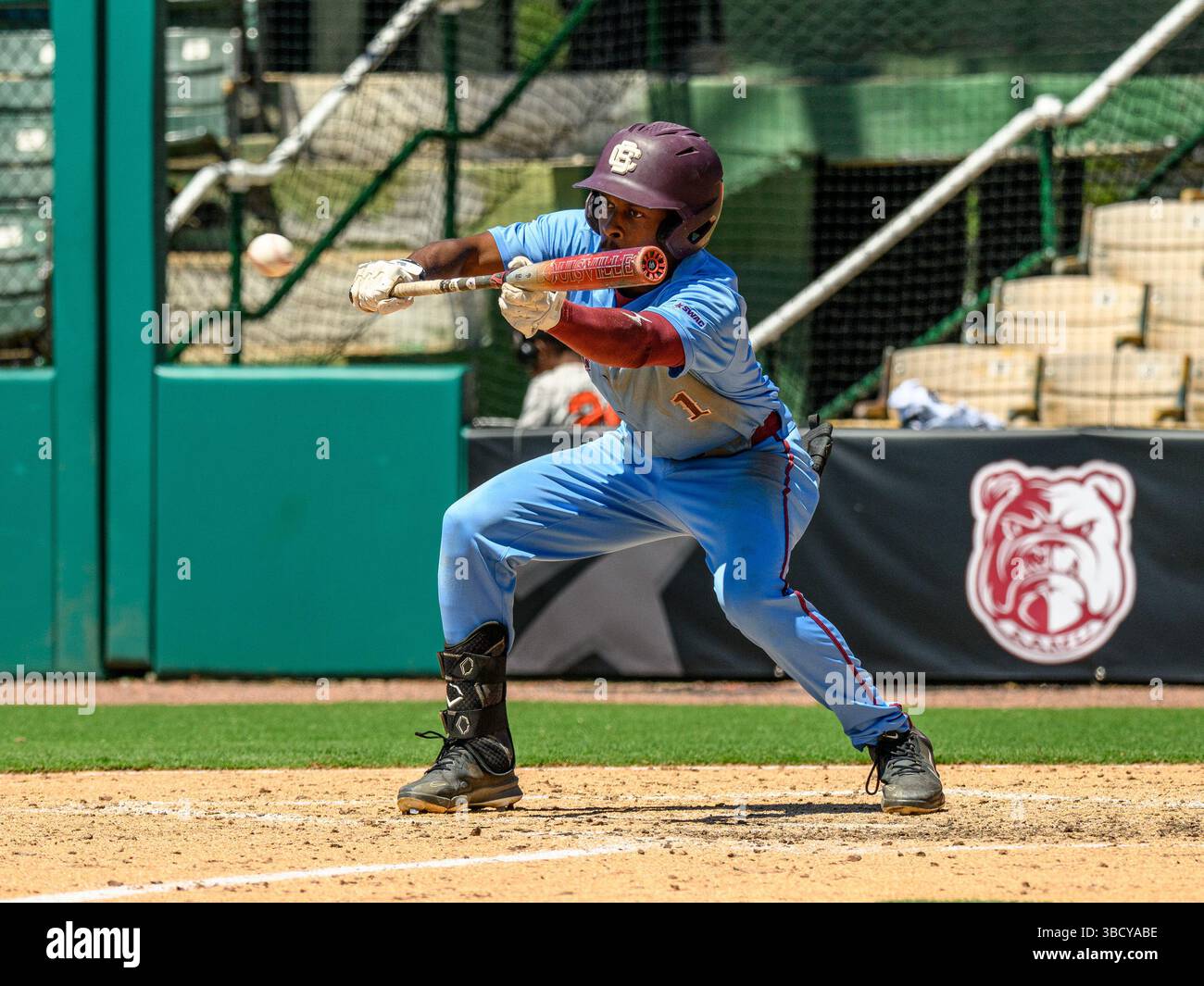 May 21, 2025: BCU outfielder Darryl Lee (1) attempts a bunt during SWAC ...