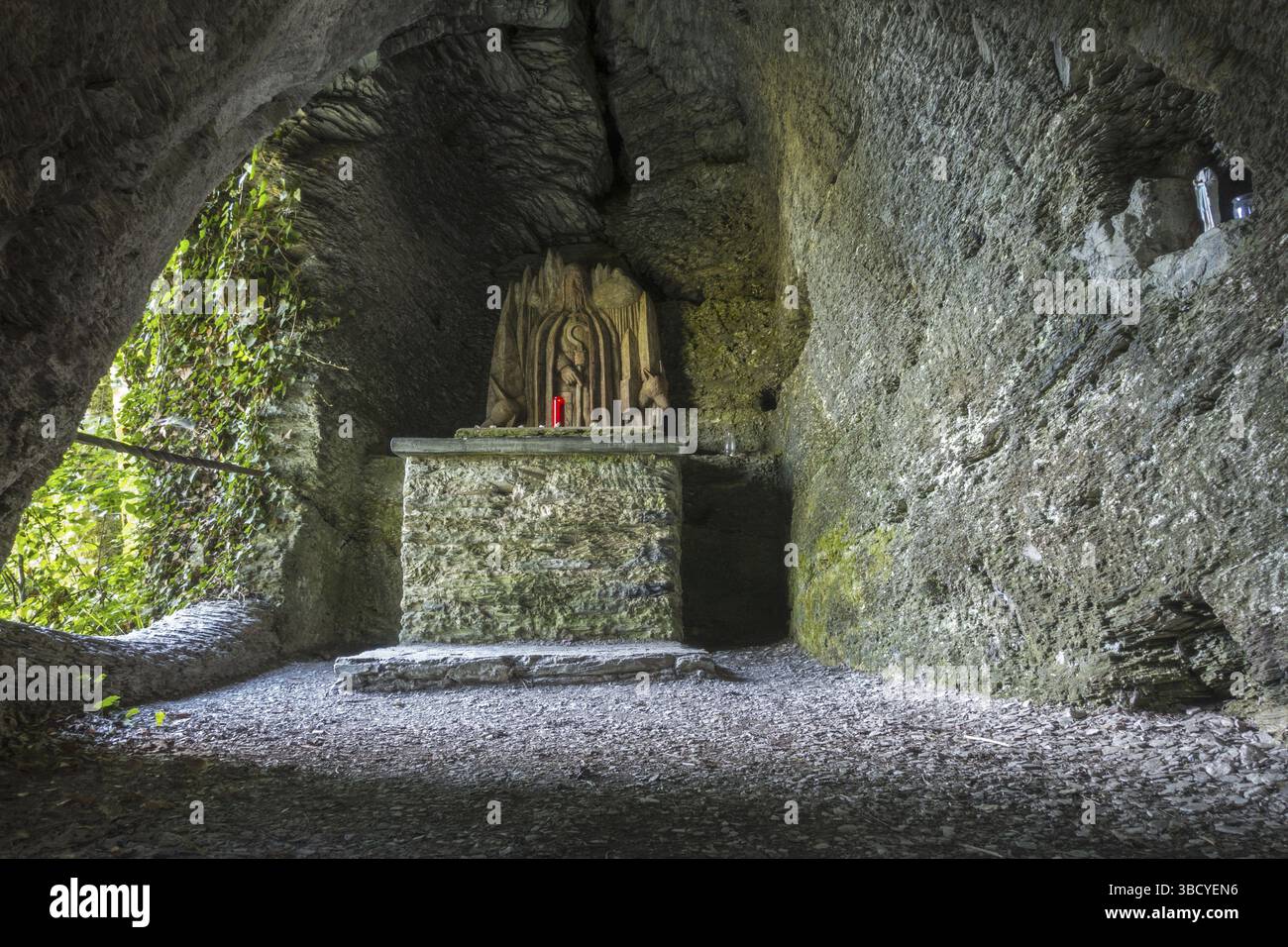 Grotte Saint-Remacle, oratory in a small cavern with altar dedicated to ...