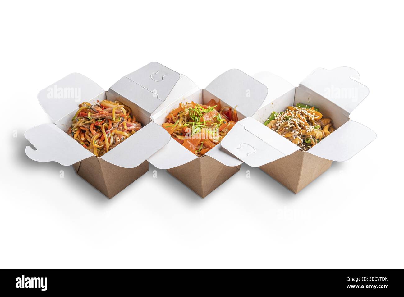 Variety of noodle in take away cardboard box Stock Photo - Alamy