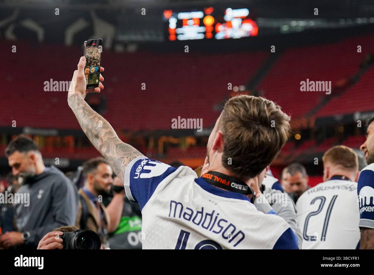 Bilbao, Spain. 21st May, 2025. Tottenham Hotspur midfielder James ...
