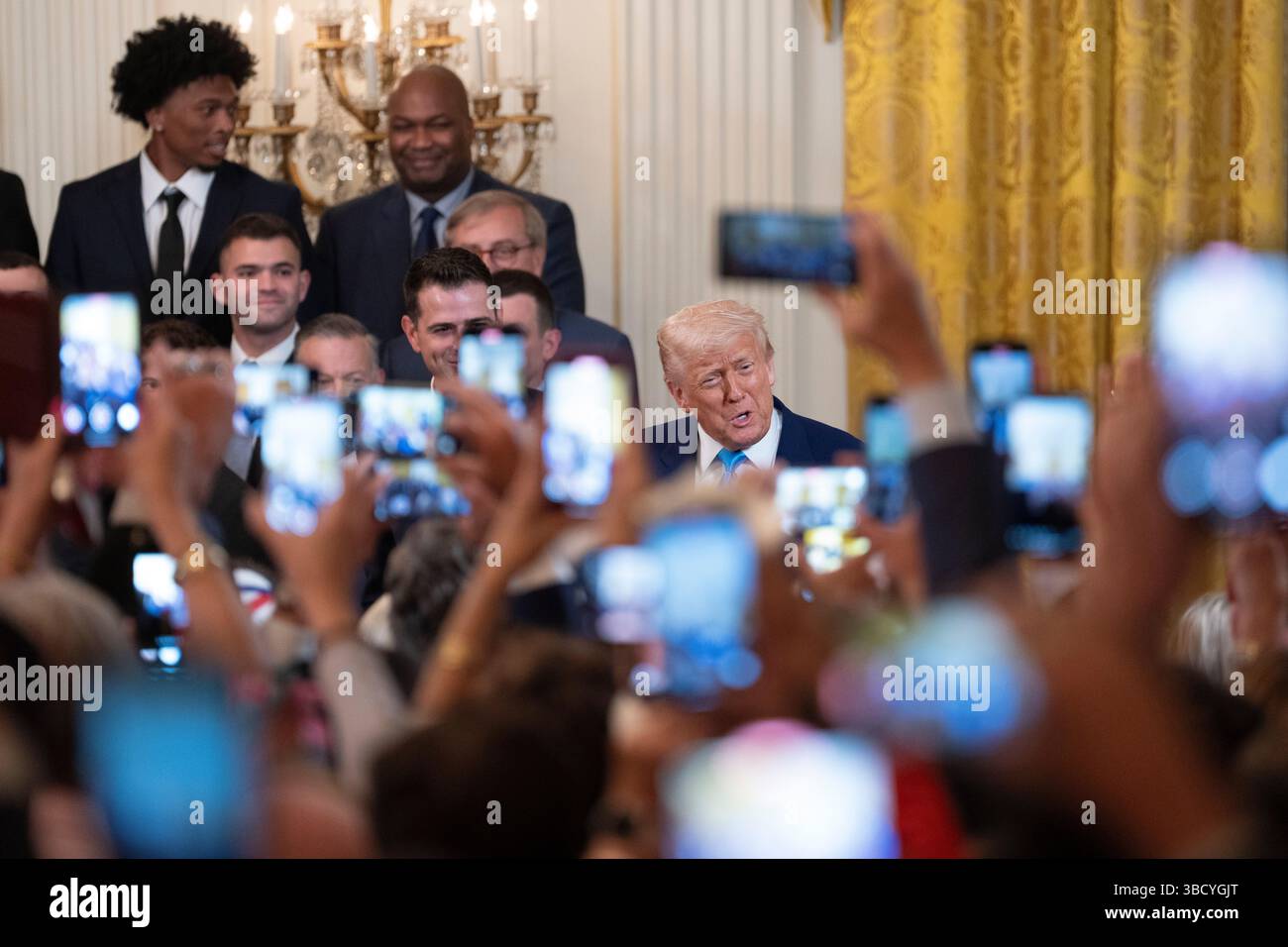 United States President Donald J Trump participates in a ceremony for ...