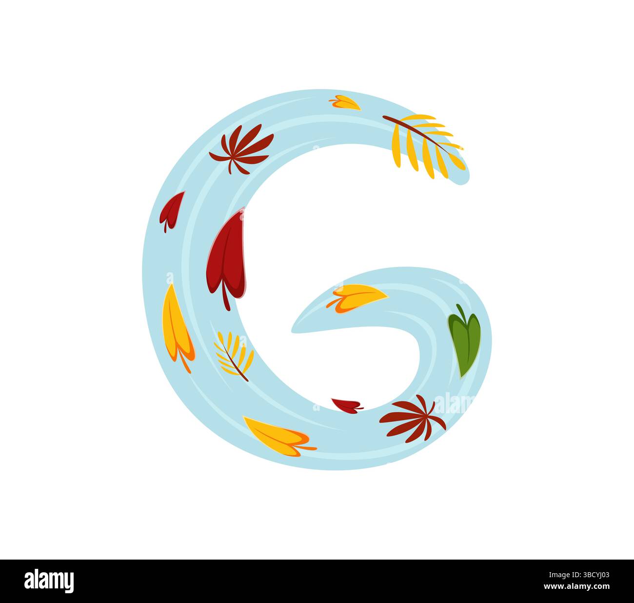 Autumn thanksgiving font leaves and wind letter G. Fall season font ...