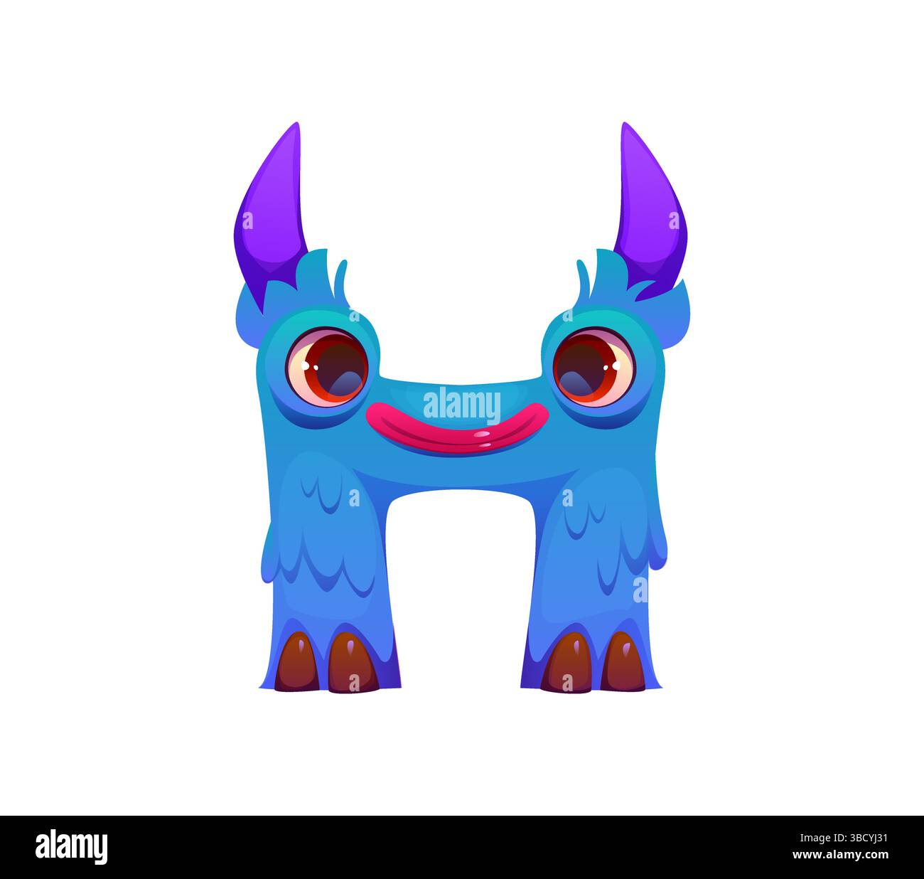 Strange monster character cartoon font letter H. Bizarre bugaboo, bogle ...