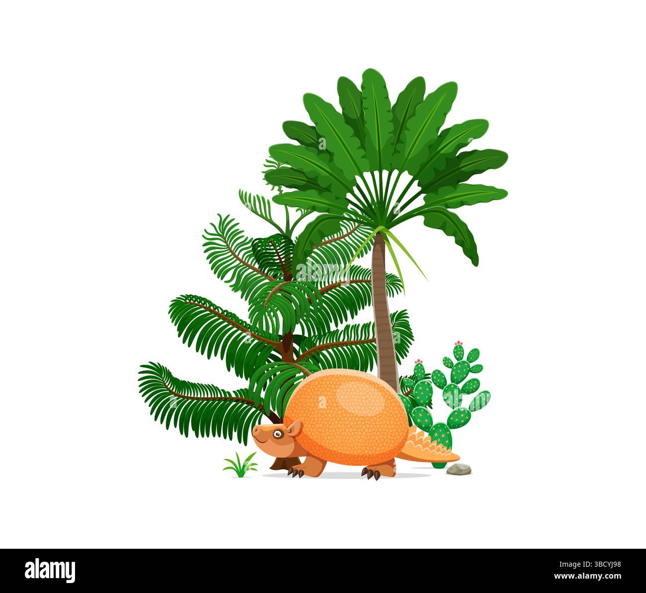 Dinosaur or prehistoric lizard Glyptodon and dino animal, cartoon ...