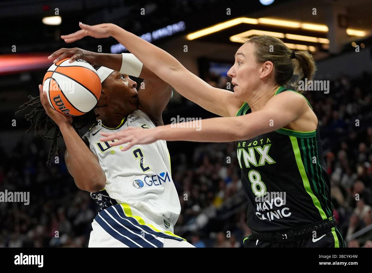 Dallas Wings forward Myisha Hines-Allen (2) goes up for a shot as ...