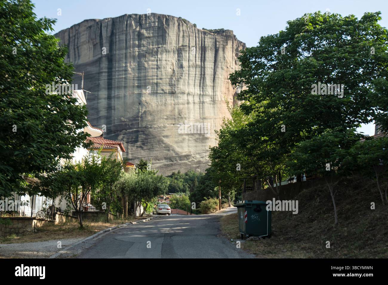 Kalambaka: view of the Meteora mountains and town. Greece Stock Photo ...