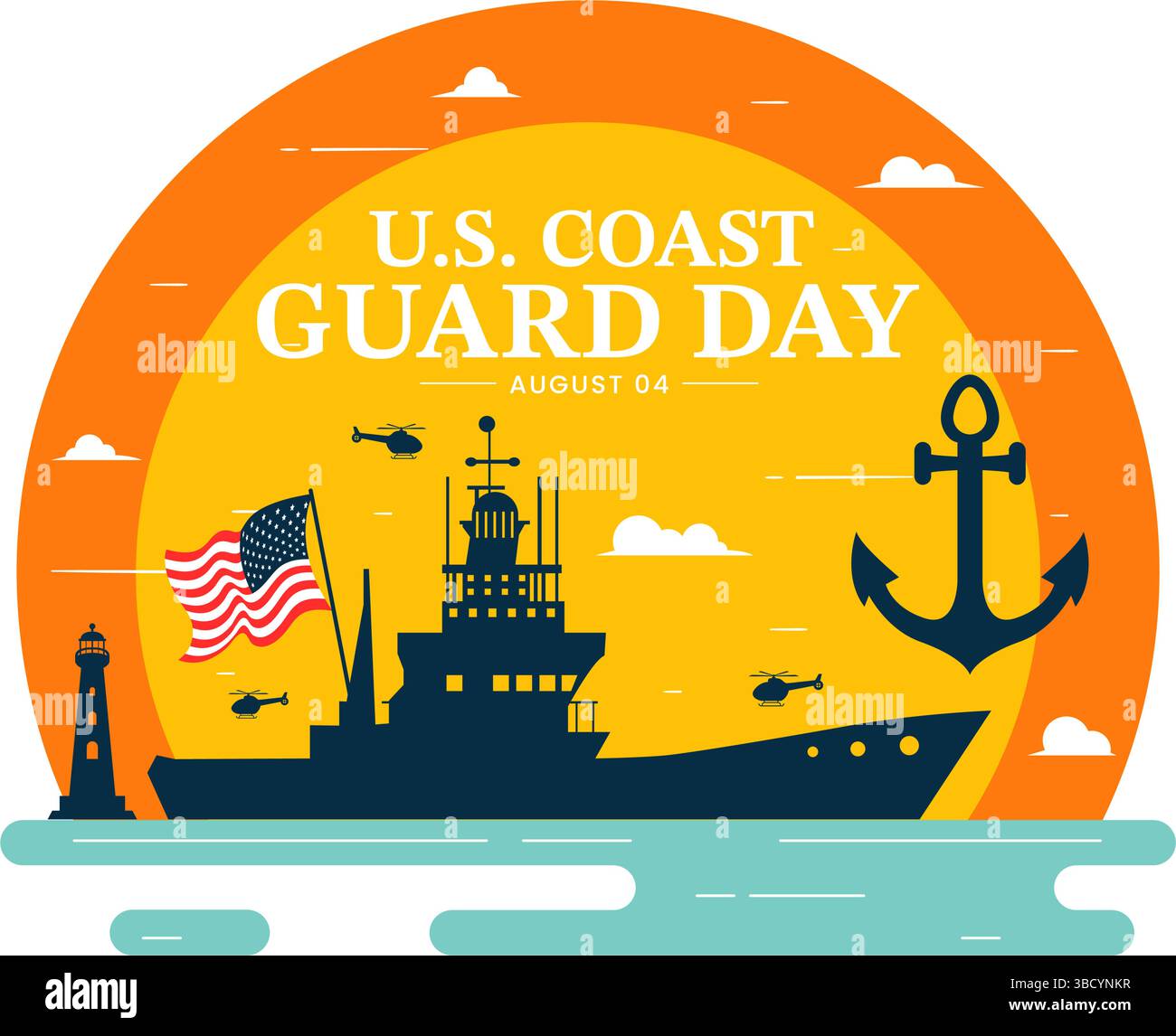 Coast Guard Day United States Vector Illustration on August 4 ...