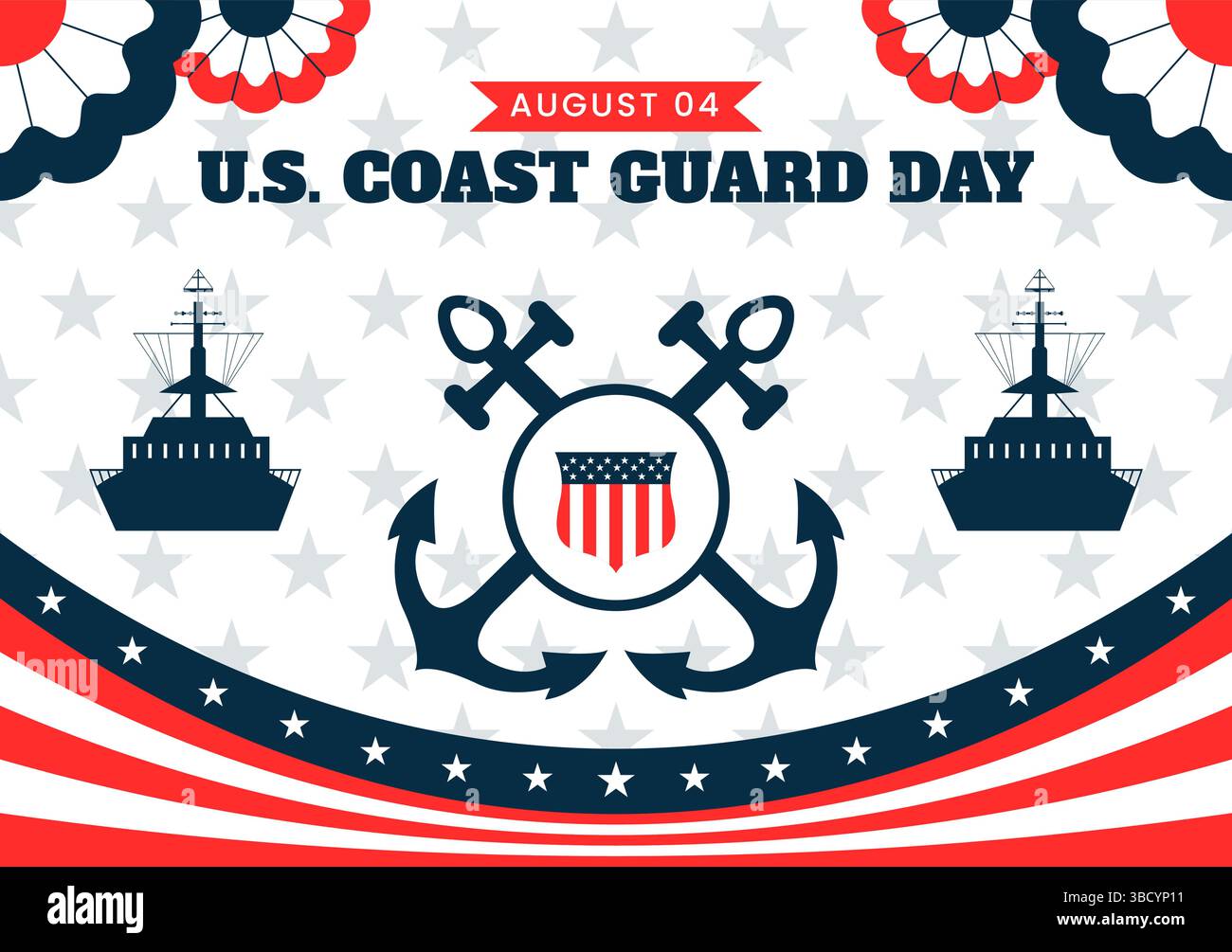 Coast Guard Day United States Vector Illustration on August 4 ...
